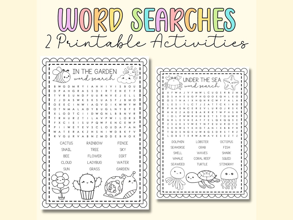 DIGITAL Word Search, Free Time Activities, Kids Word Search, Worth ...