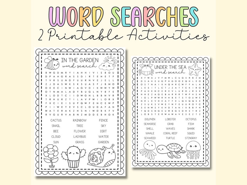 DIGITAL Word Search, Free Time Activities, Kids Word Search, Worth ...