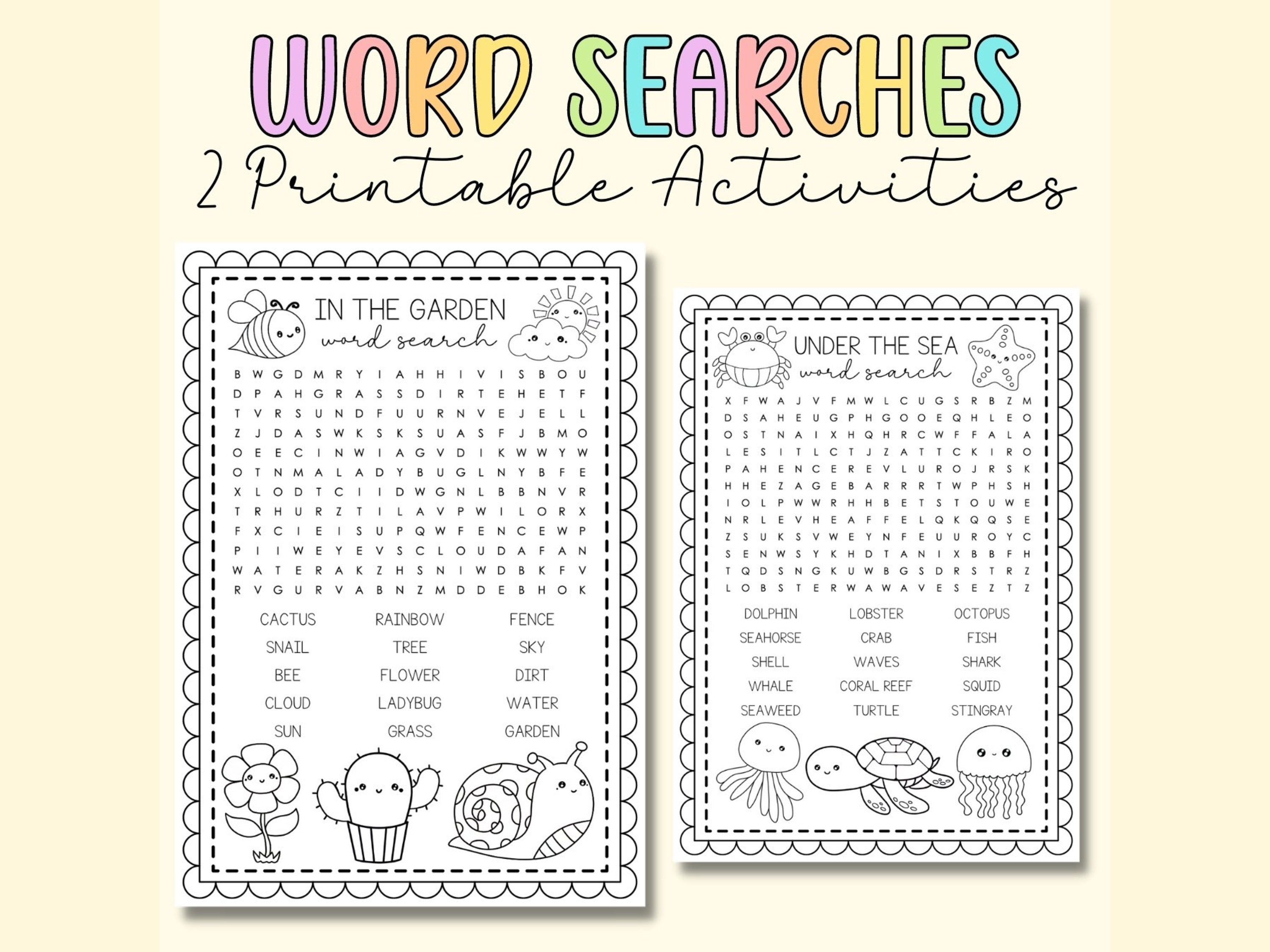 DIGITAL Word Search, Free Time Activities, Kids Word Search, Worth ...