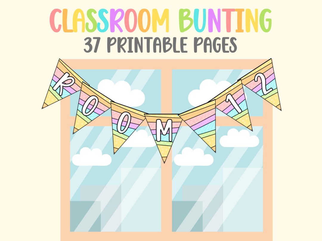 DIGITAL Classroom Bunting, Rainbow Banner Display, Printable, DIY ...