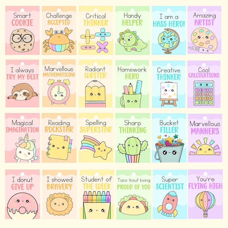 DIGITAL Brag Tags, Bright and Fun Illustrations, School Counselor, Calm ...