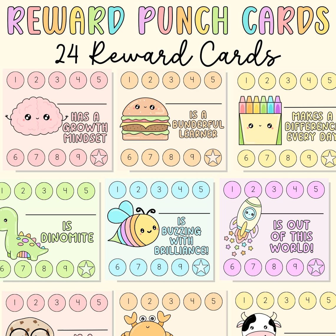 DIGITAL 24 Pun Reward Punch Cards | Teachers, Educators and Student ...