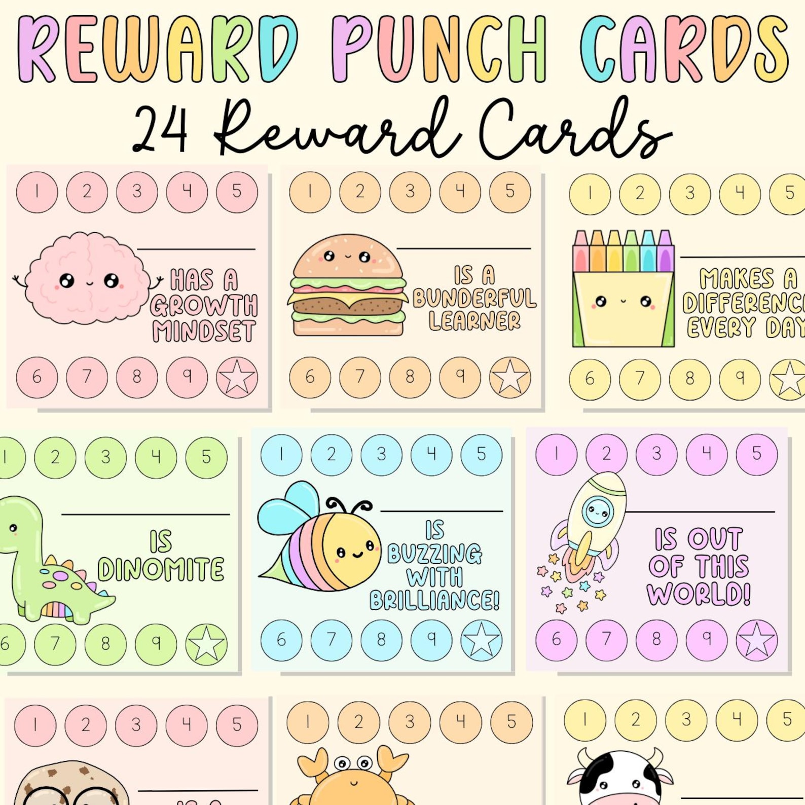 DIGITAL 24 Pun Reward Punch Cards | Teachers, Educators and Student ...