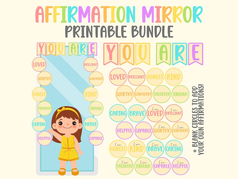 DIGITAL Affirmation Station Labels, Positive Affirmations for Mirror ...