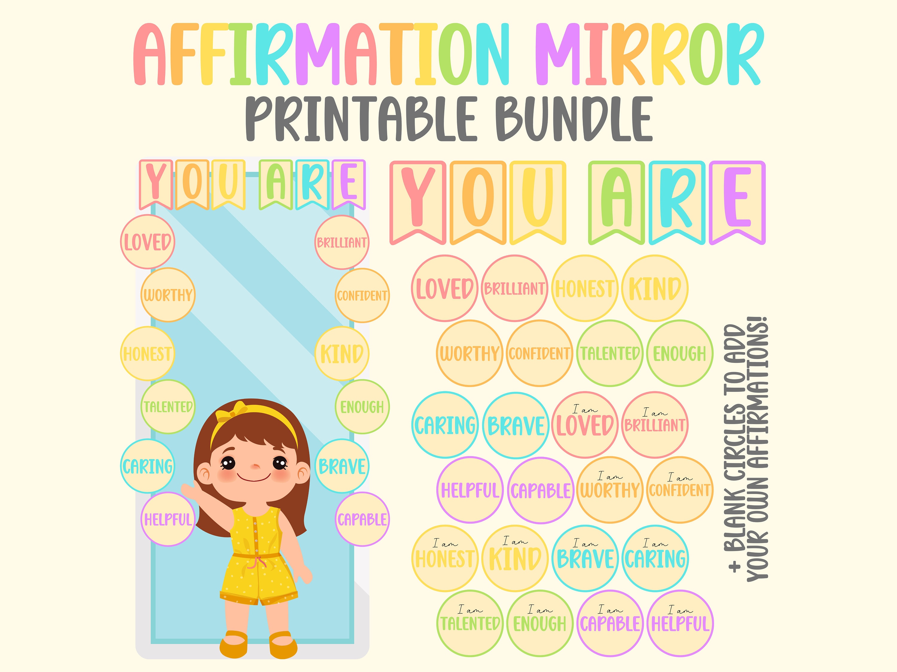 DIGITAL Affirmation Station Labels, Positive Affirmations for Mirror ...
