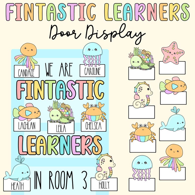 DIGITAL Fintastic Learners Door Display, Printable, Editable, Download ...