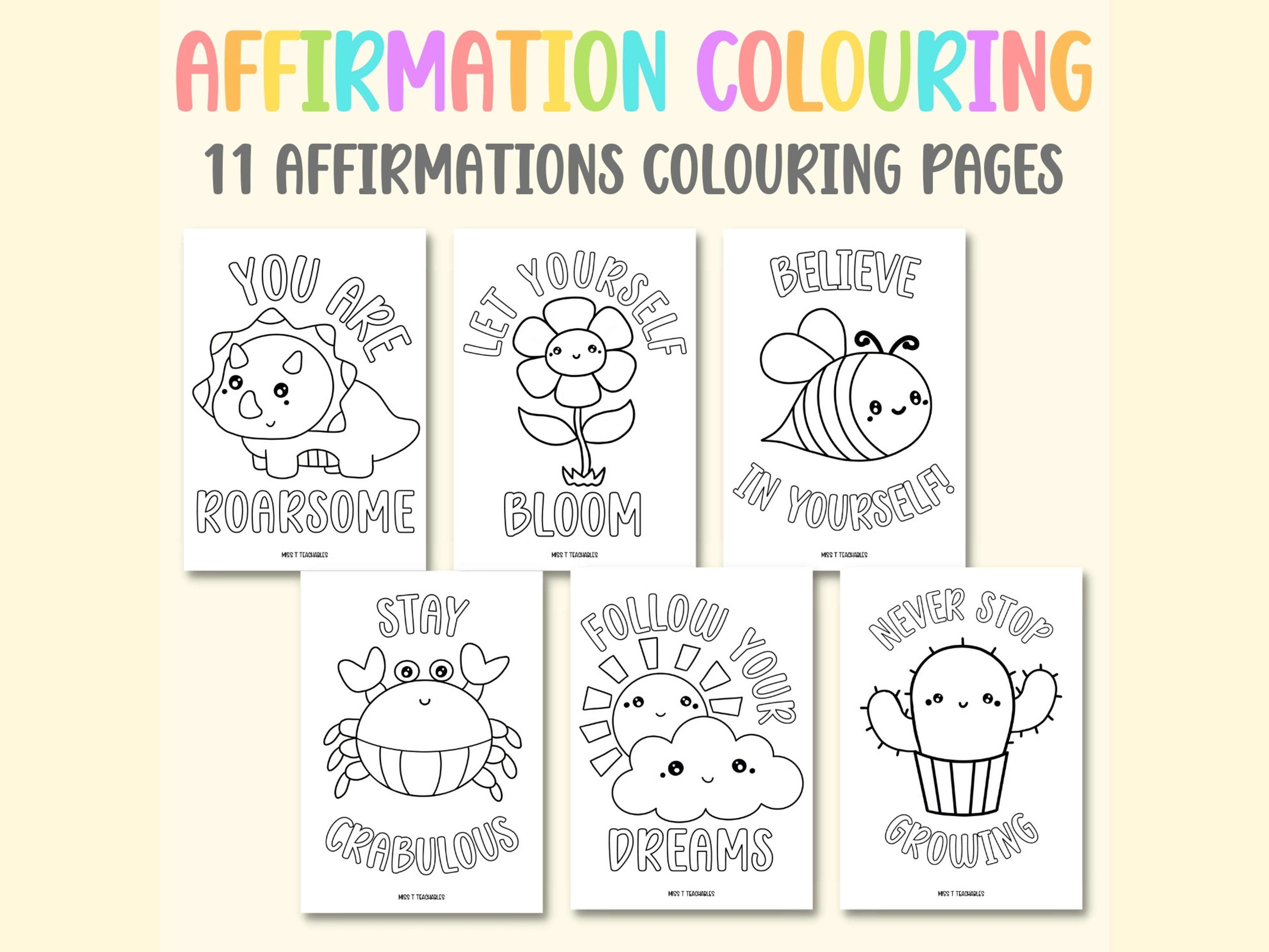 DIGITAL Affirmations Colouring In, Kids Affirmations Print, Positive ...