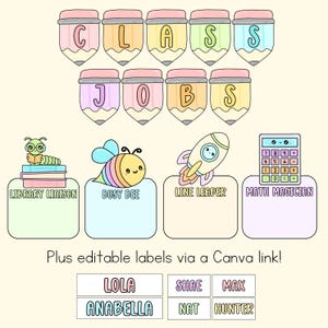 DIGITAL Classroom Jobs Display, Printable, Editable Canva Template ...