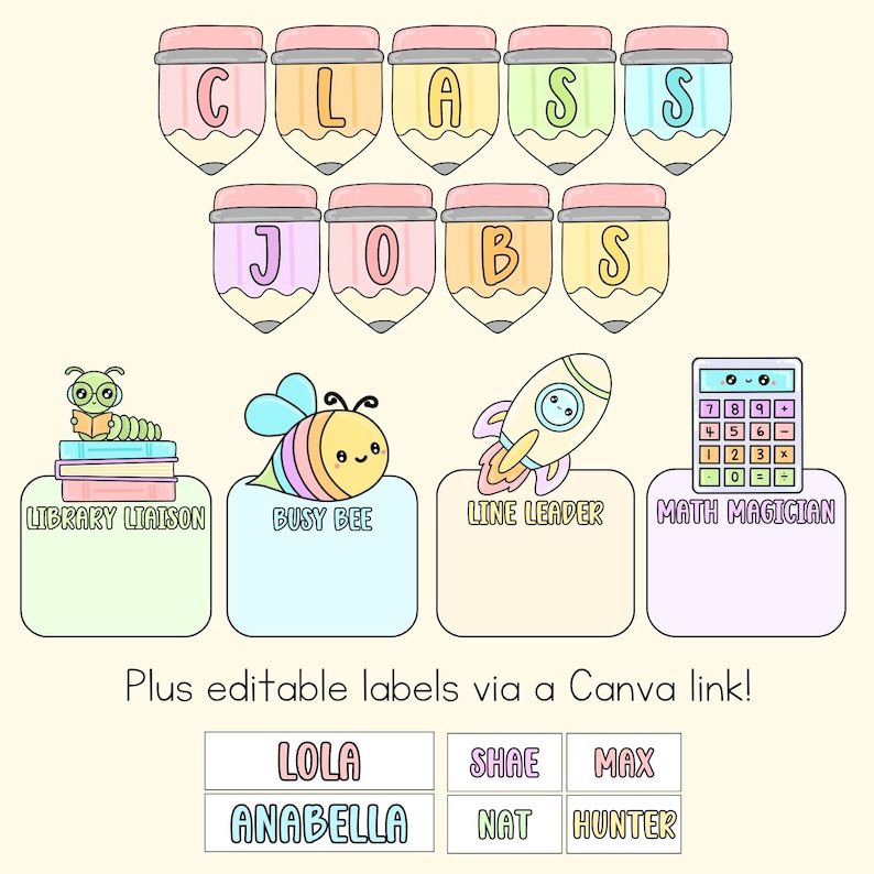 DIGITAL Classroom Jobs Display, Printable, Editable Canva Template ...