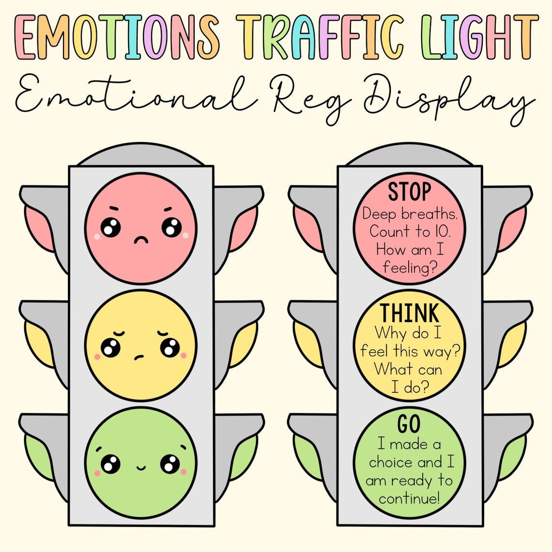 DIGITAL Emotions Traffic Light Display, Emotional Regulation, Classroom ...