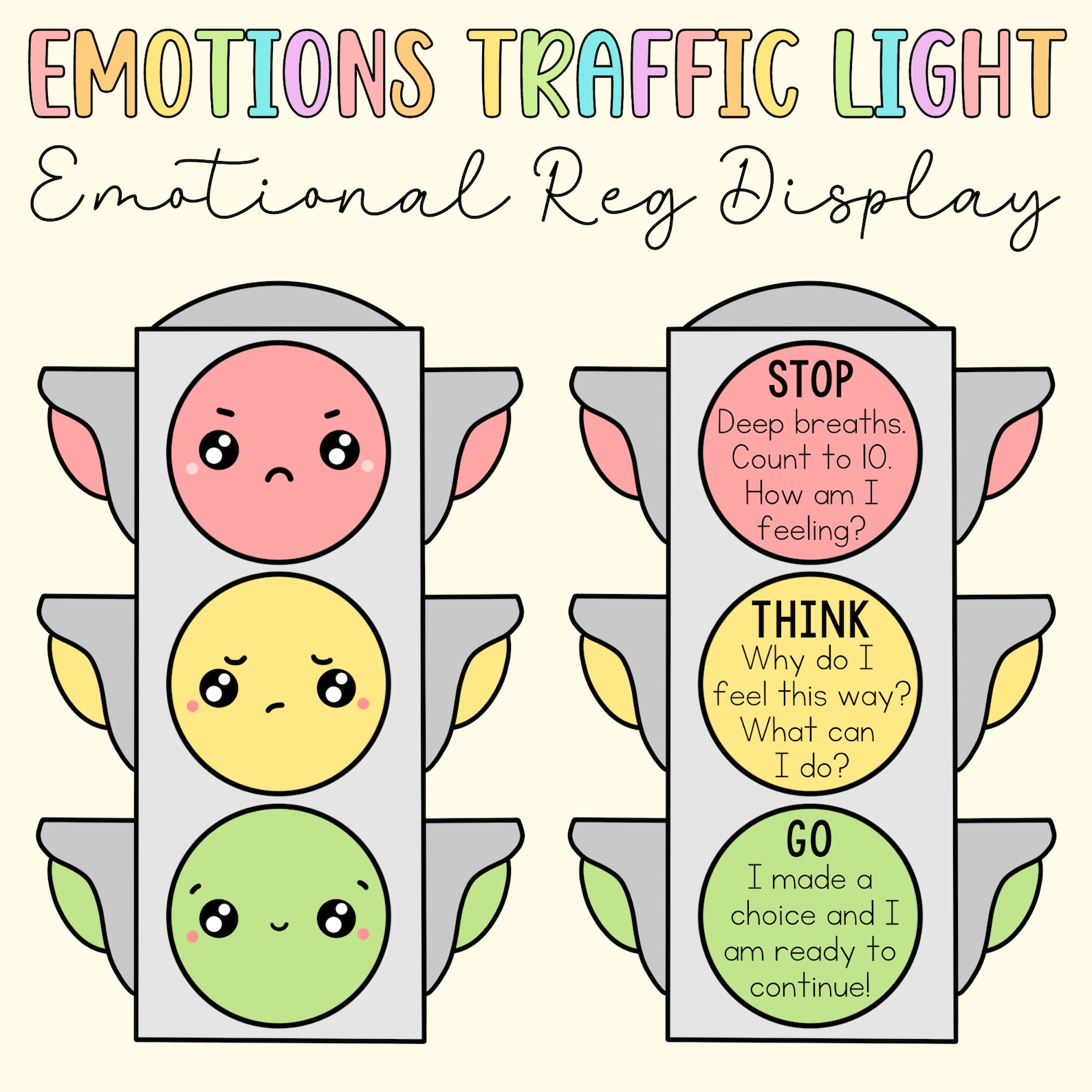 DIGITAL Emotions Traffic Light Display, Emotional Regulation, Classroom ...