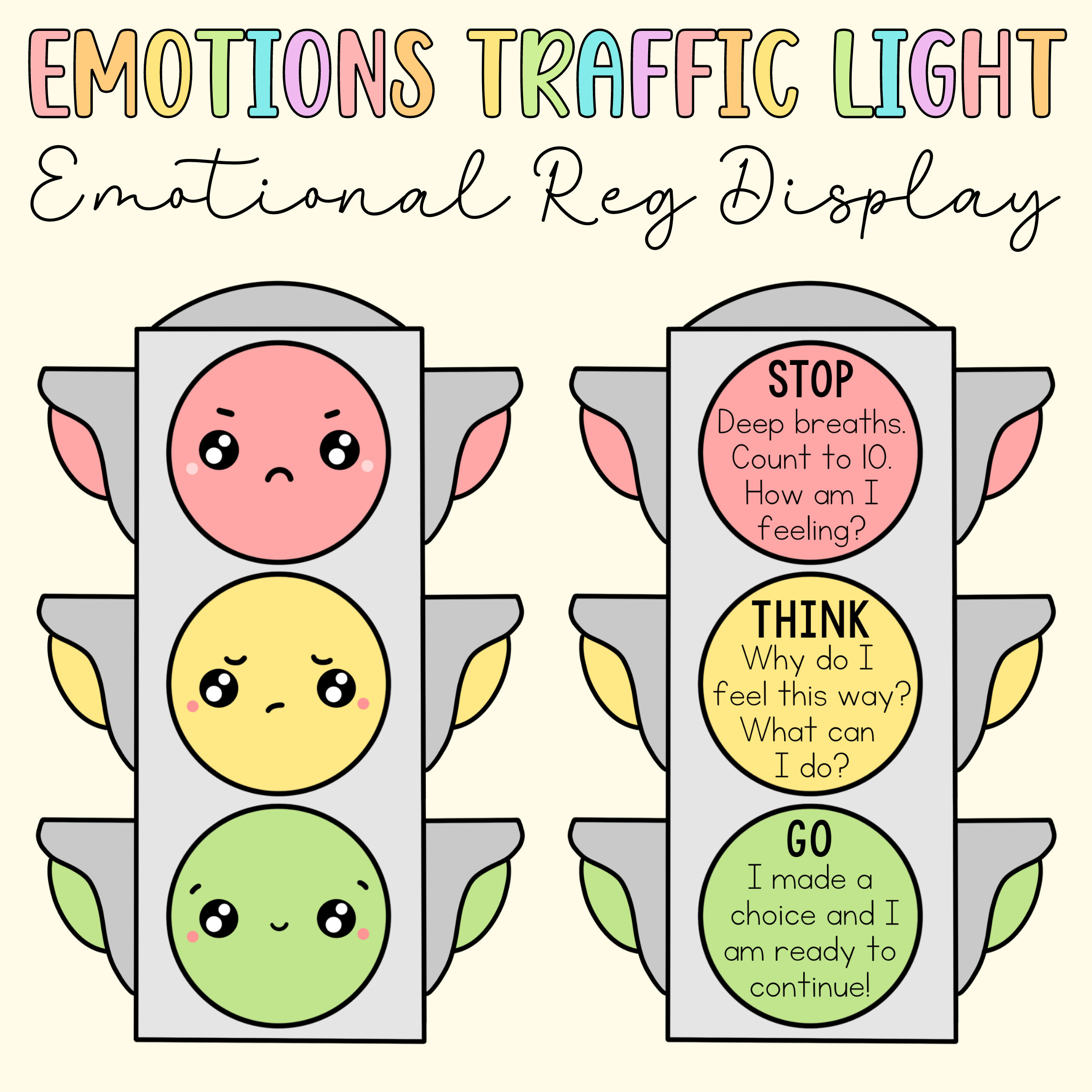 DIGITAL Emotions Traffic Light Display, Emotional Regulation, Classroom ...