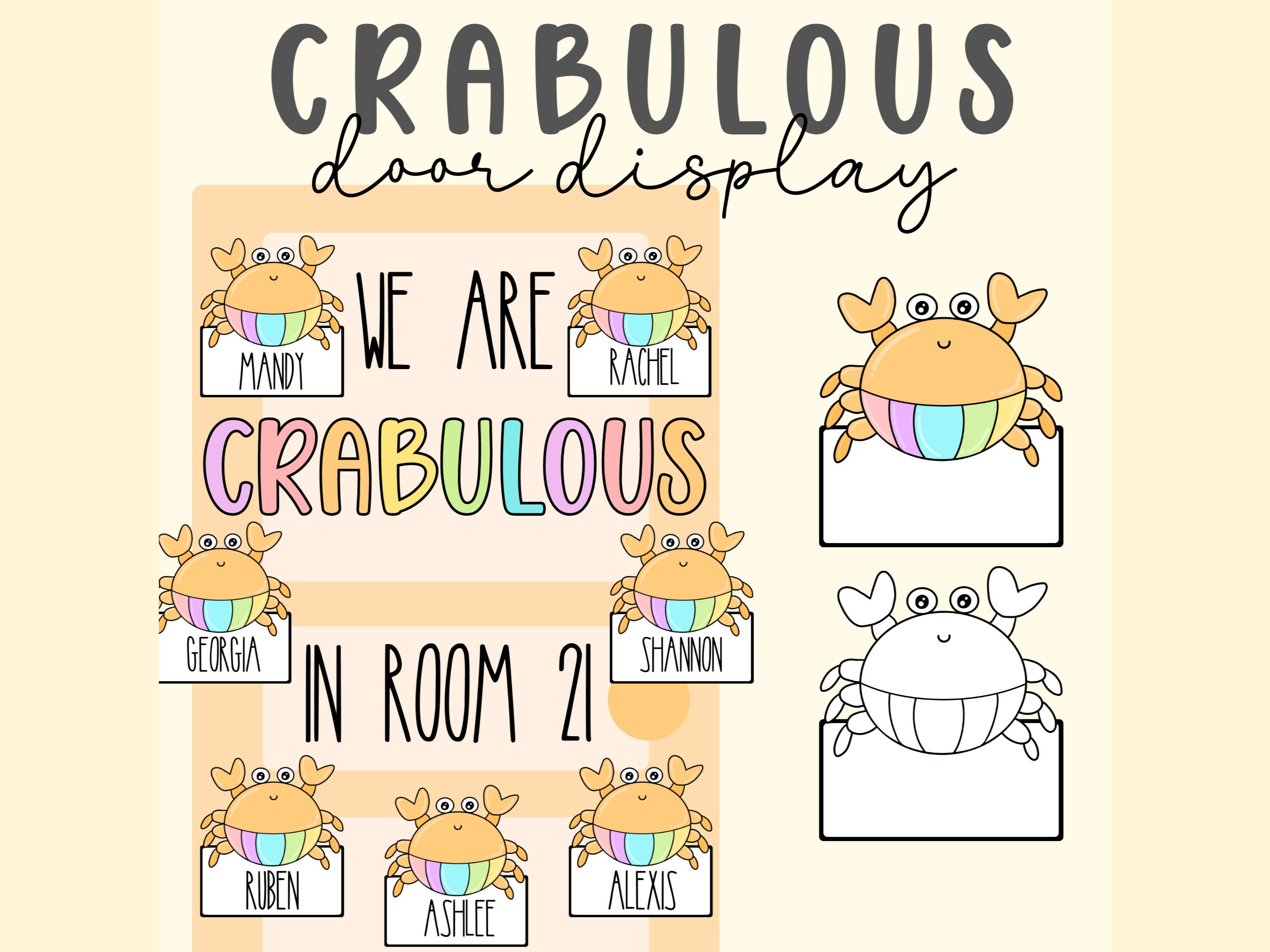 DIGITAL Crabulous Door Display, Sea Printable, Editable, Download, Cute ...