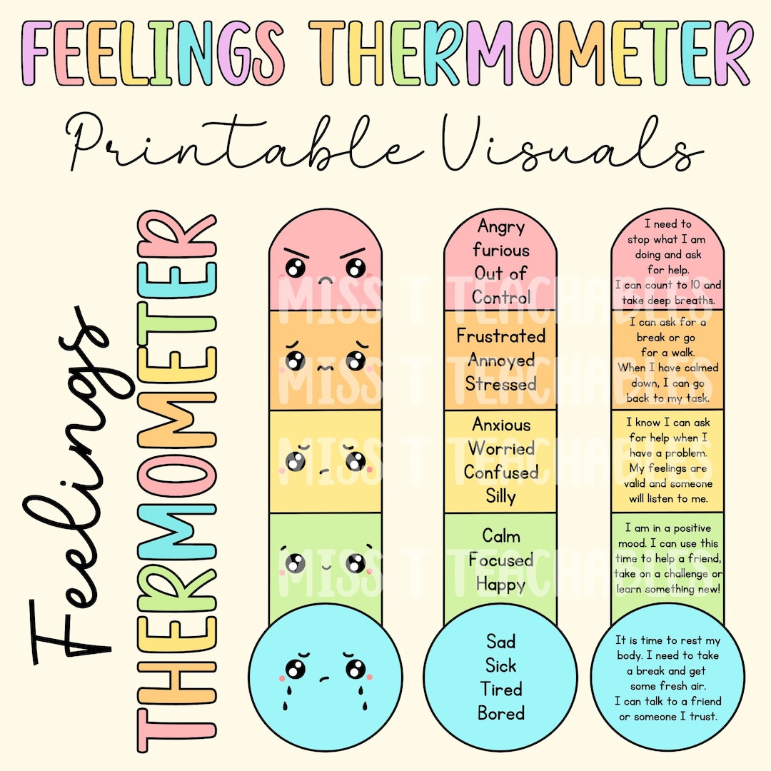 DIGITAL Feelings Thermometer Display, Emotional Regulation, Classroom ...