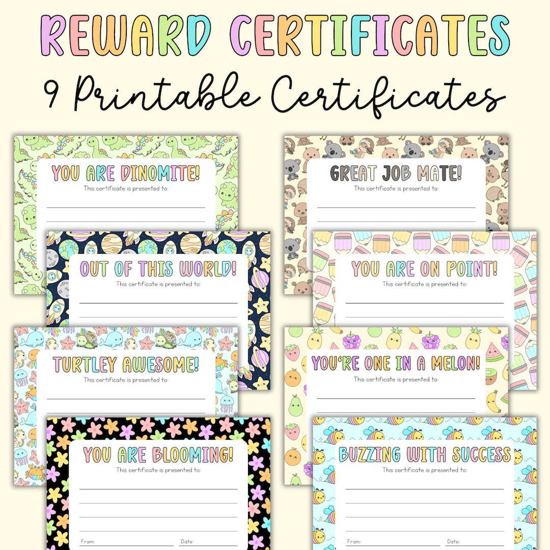 DIGITAL Reward Praise Certificates Teachers, Educators and Student ...