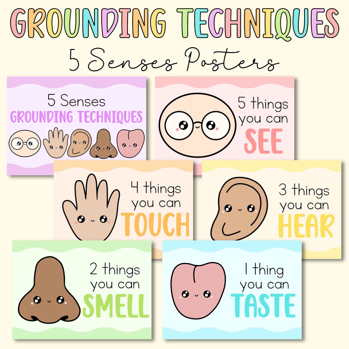 DIGITAL 5 Senses Grounding Techniques, Emotional Regulation, Classroom ...