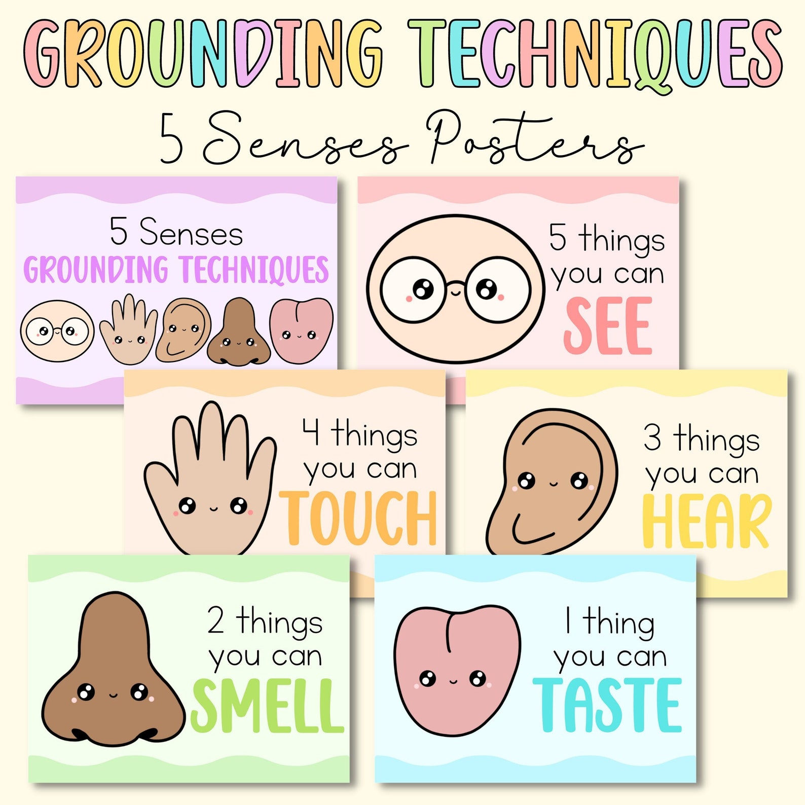 DIGITAL 5 Senses Grounding Techniques, Emotional Regulation, Classroom ...