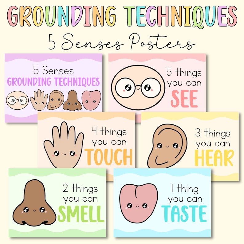 DIGITAL 5 Senses Grounding Techniques, Emotional Regulation, Classroom ...