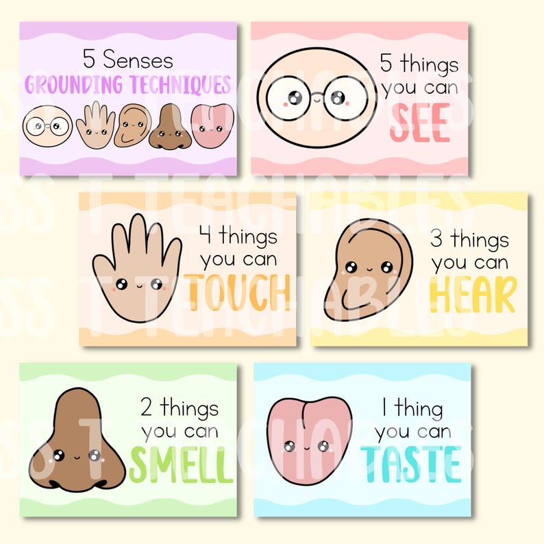 DIGITAL 5 Senses Grounding Techniques, Emotional Regulation, Classroom ...