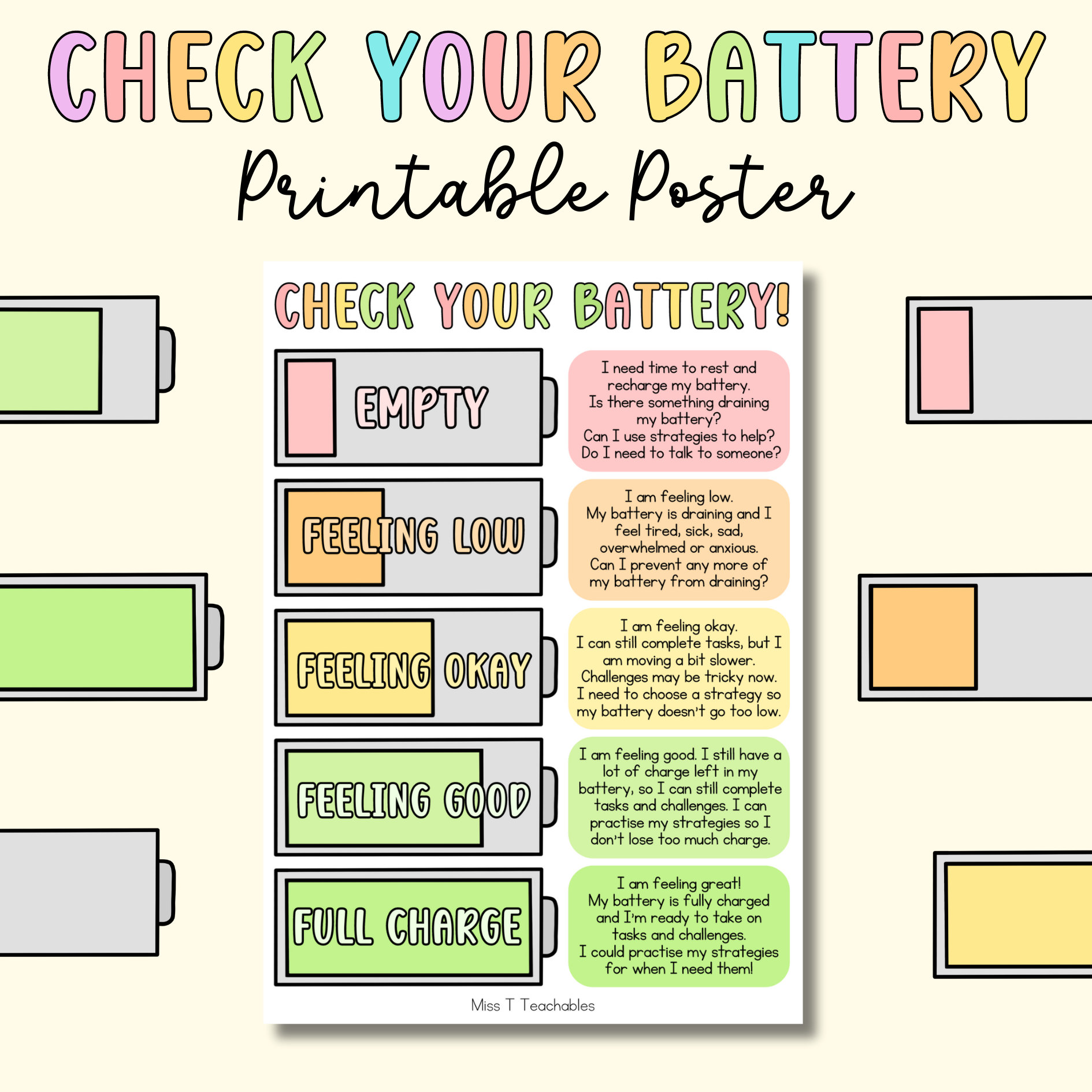 DIGITAL Check Your Battery Poster, Emotional Regulation, Classroom ...