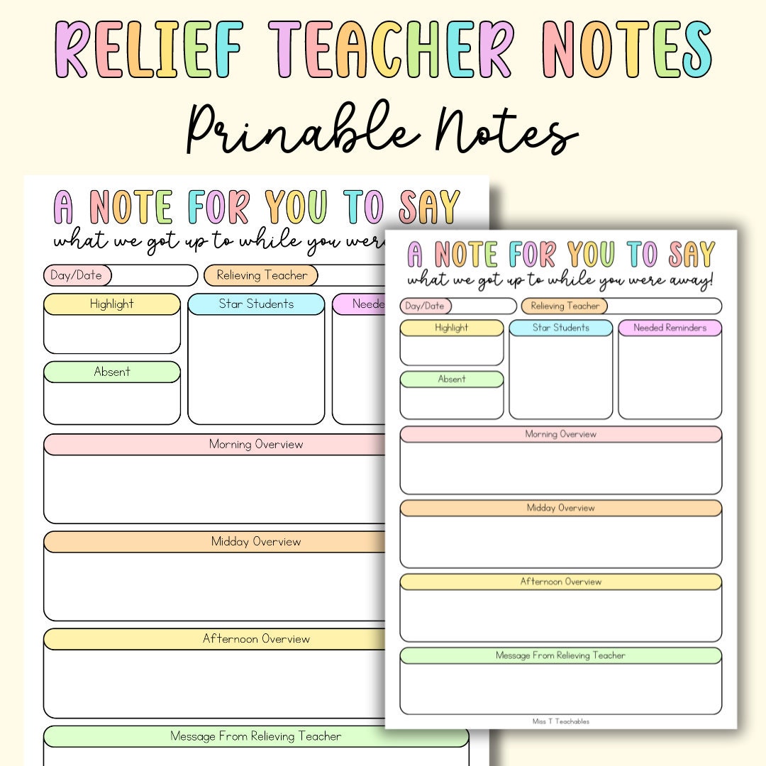 DIGITAL Relief Teacher Notes: What We Got up to While You Were Away ...