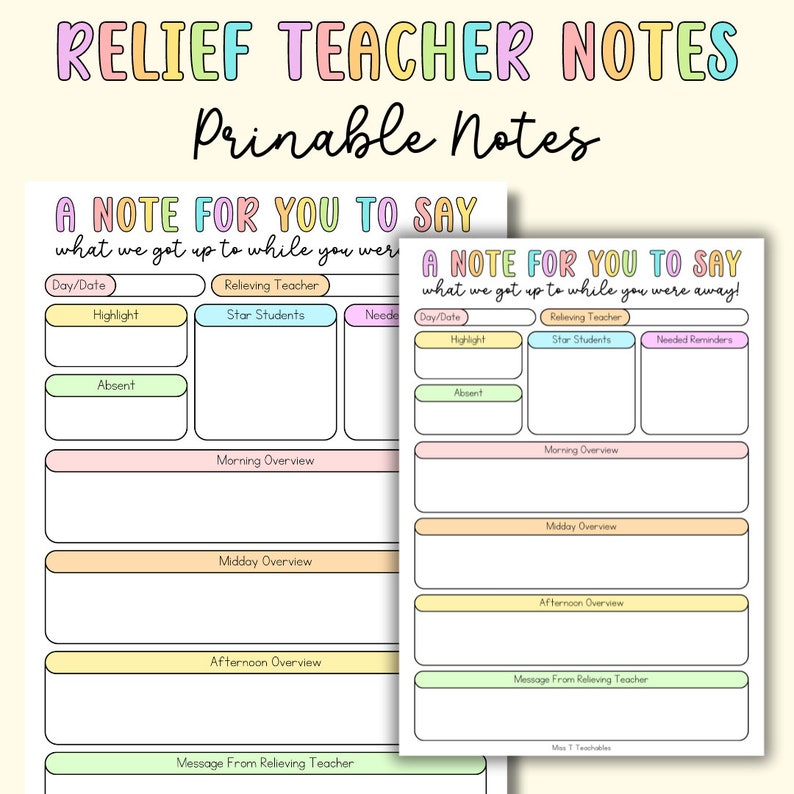 DIGITAL Relief Teacher Notes: What We Got up to While You Were Away ...