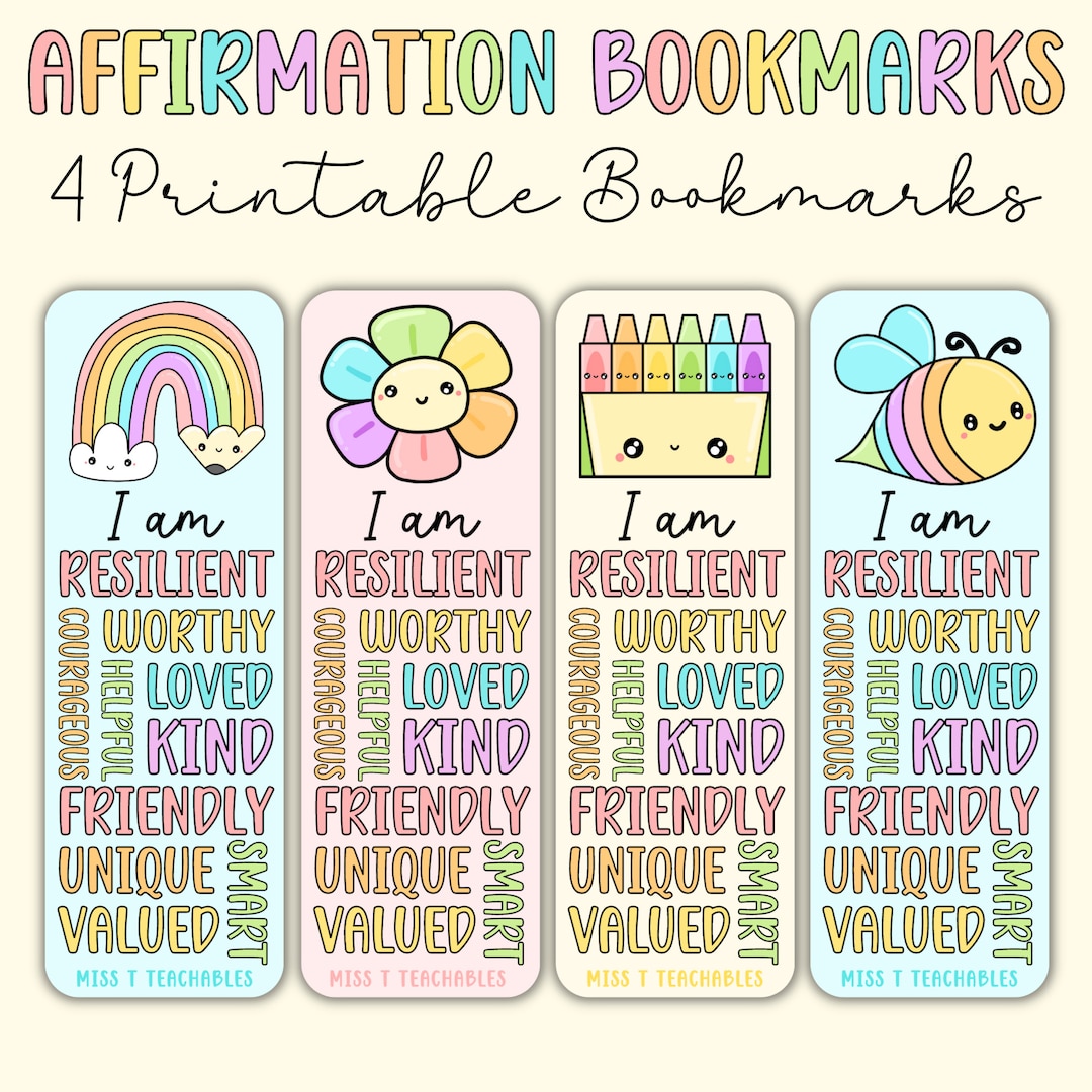 DIGITAL Affirmation Bookmarks, Positive Affirmations, Motivation ...