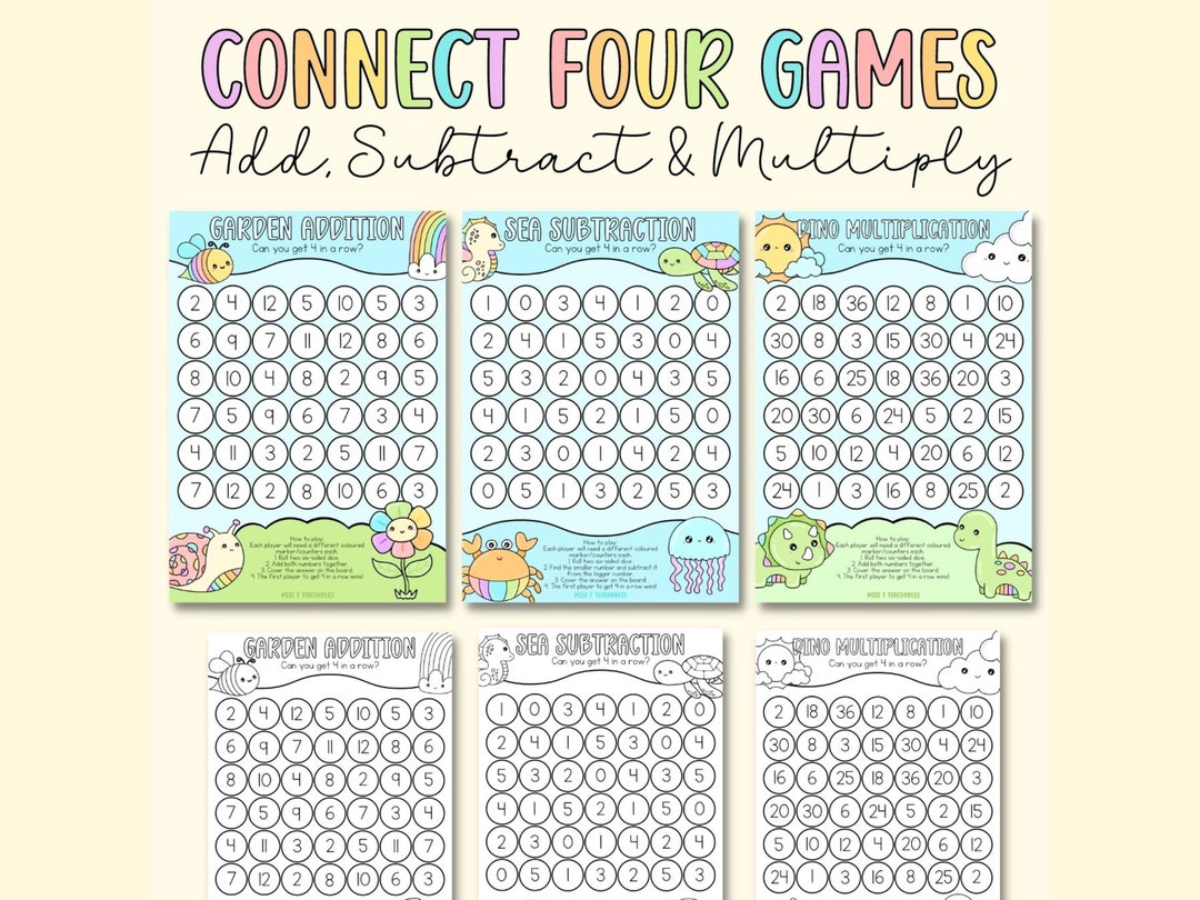 DIGITAL Connect Four, Addition, Multiplication, Division, Group Games ...