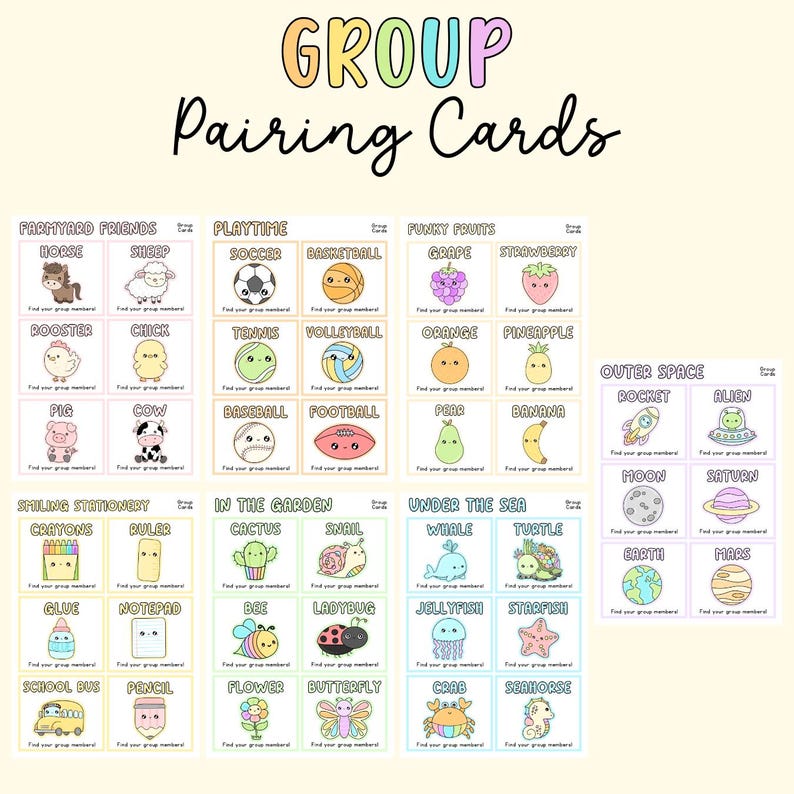 DIGITAL Partner and Group Pairing Cards | Teachers, Educators and ...