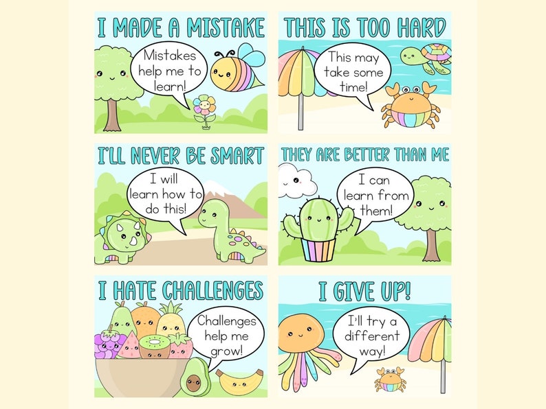 DIGITAL Printable Growth Mindset Posters, Well Being, Emotional ...