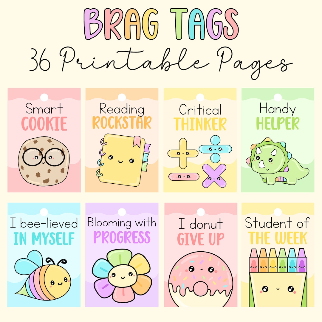 DIGITAL Brag Tags, Bright and Fun Illustrations, School Counselor, Calm ...