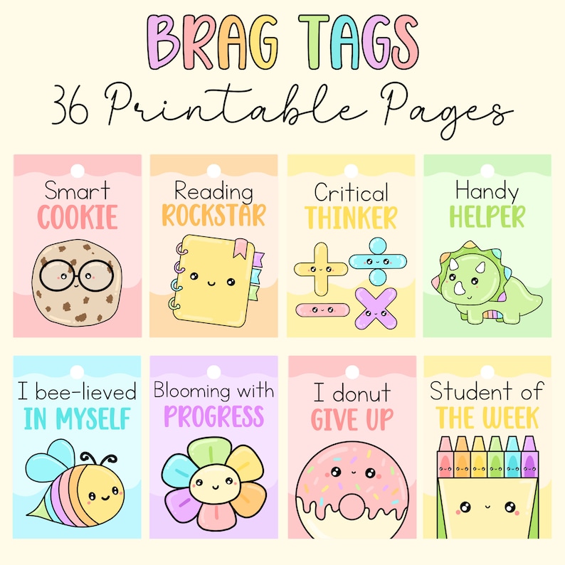 DIGITAL Brag Tags, Bright and Fun Illustrations, School Counselor, Calm ...