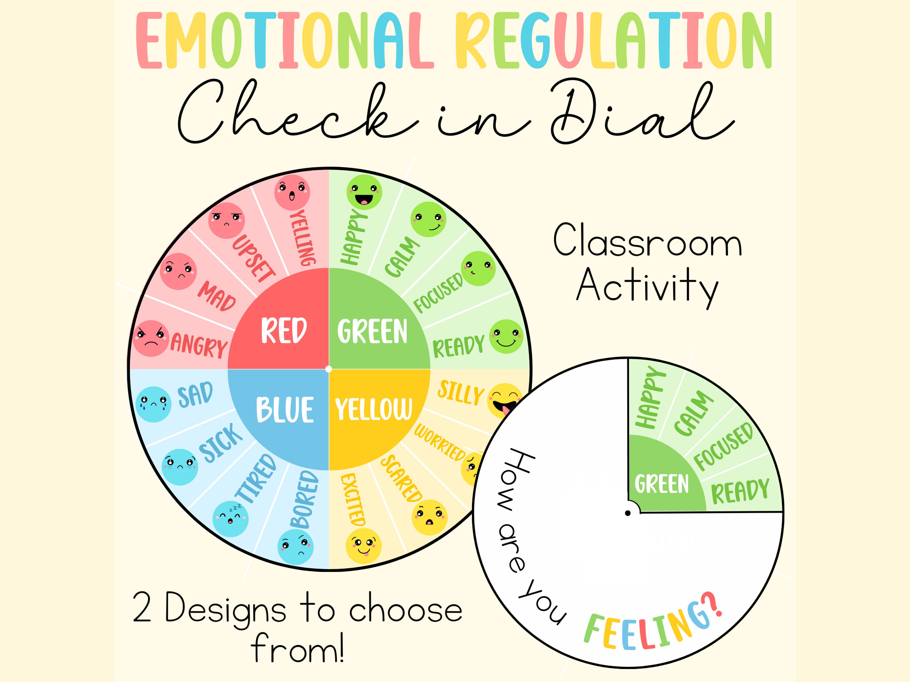 DIGITAL Emotional Regulation Check in Dial, Classroom Decor, Areas of ...