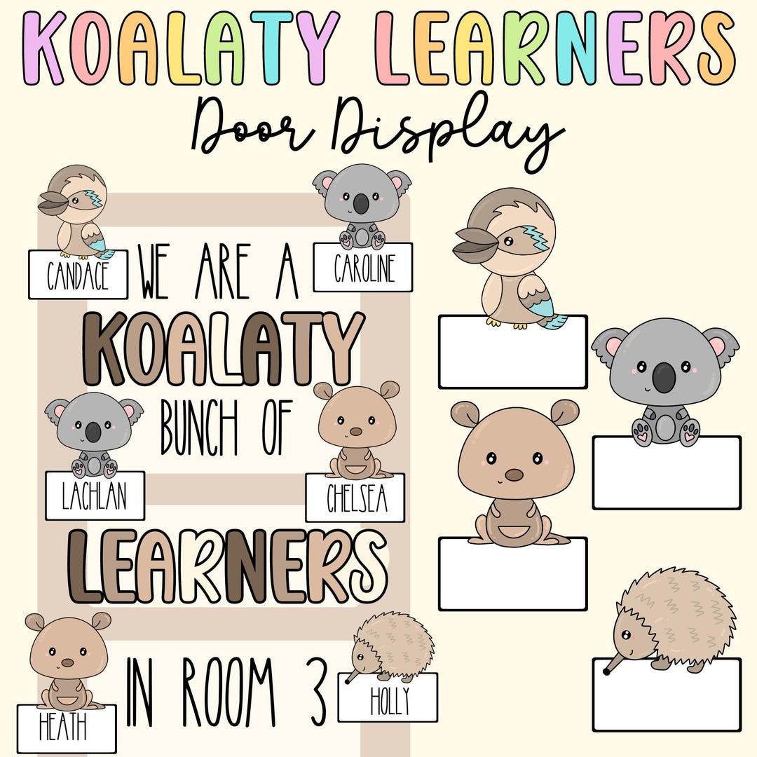 DIGITAL Koalaty Learners Door Display, Printable, Editable, Bulletin ...