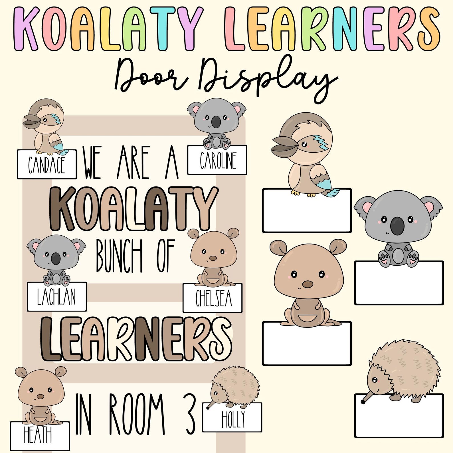 DIGITAL Koalaty Learners Door Display, Printable, Editable, Bulletin ...