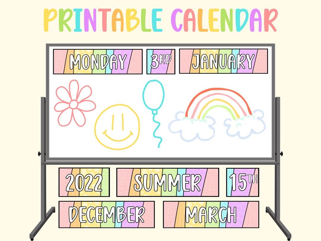 DIGITAL Classroom Calendar Display, Printable, Includes Days, Dates ...