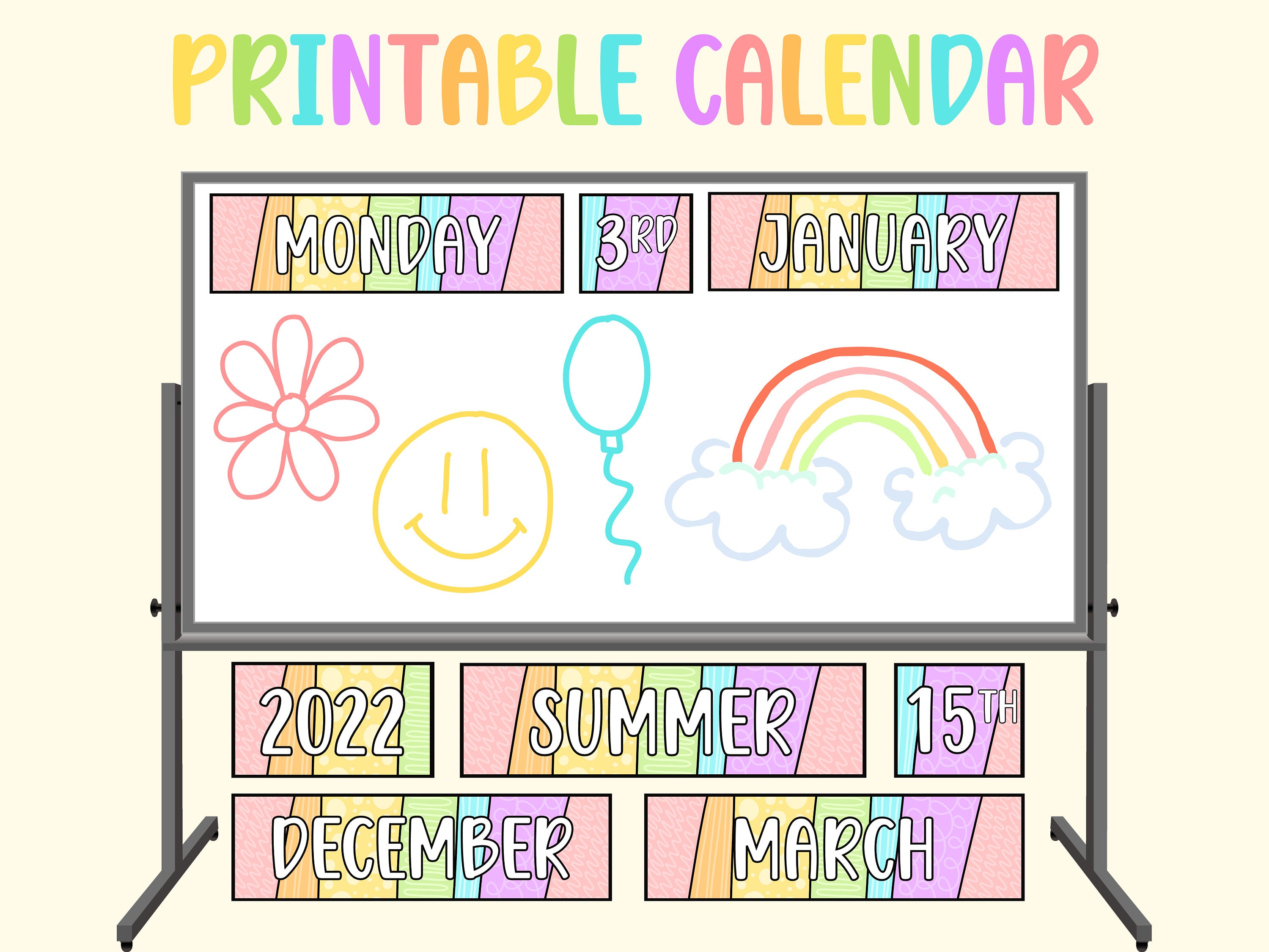 DIGITAL Classroom Calendar Display, Printable, Includes Days, Dates ...