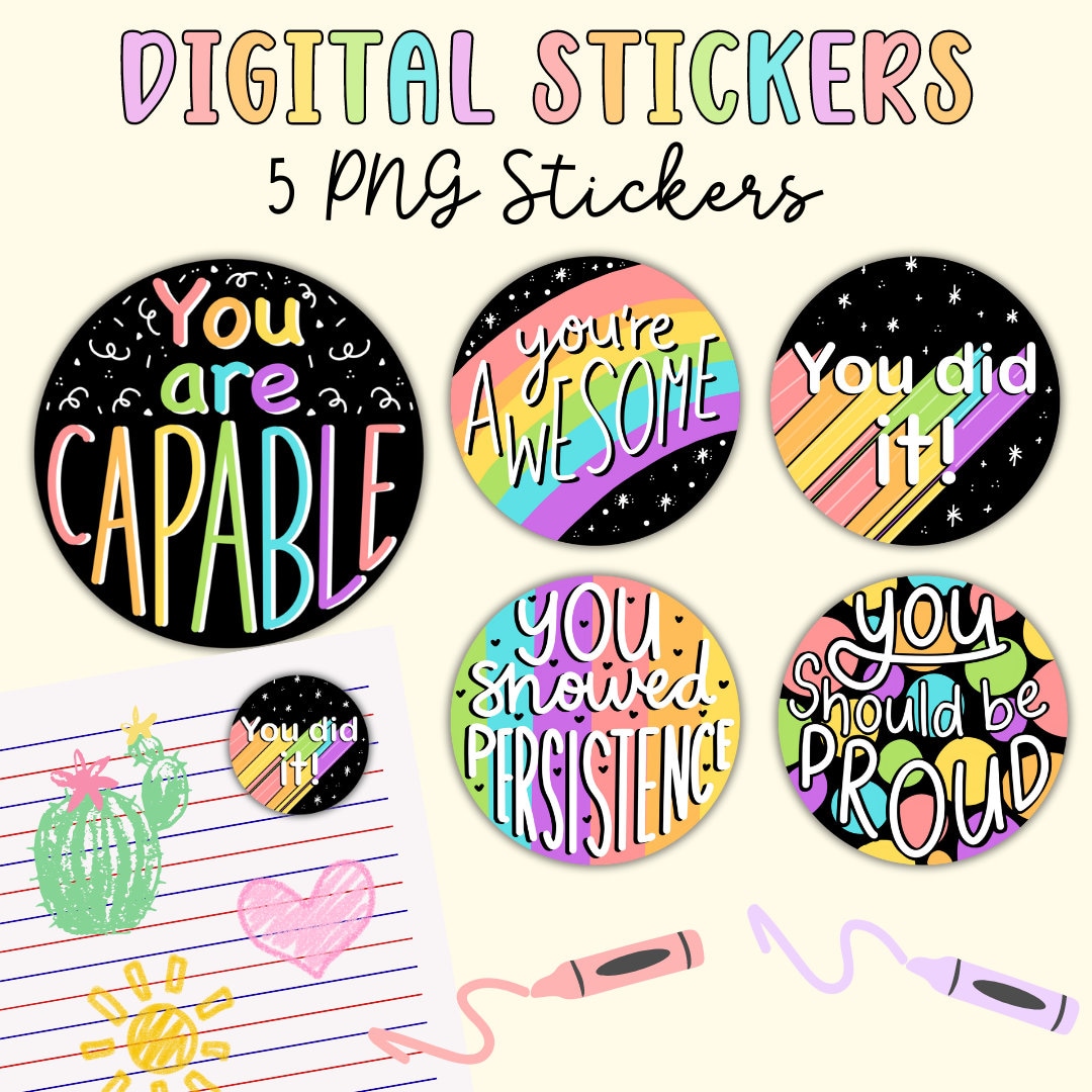 DIGITAL You've Got This Digital Reward Stickers, 5 Downloadable Praise ...