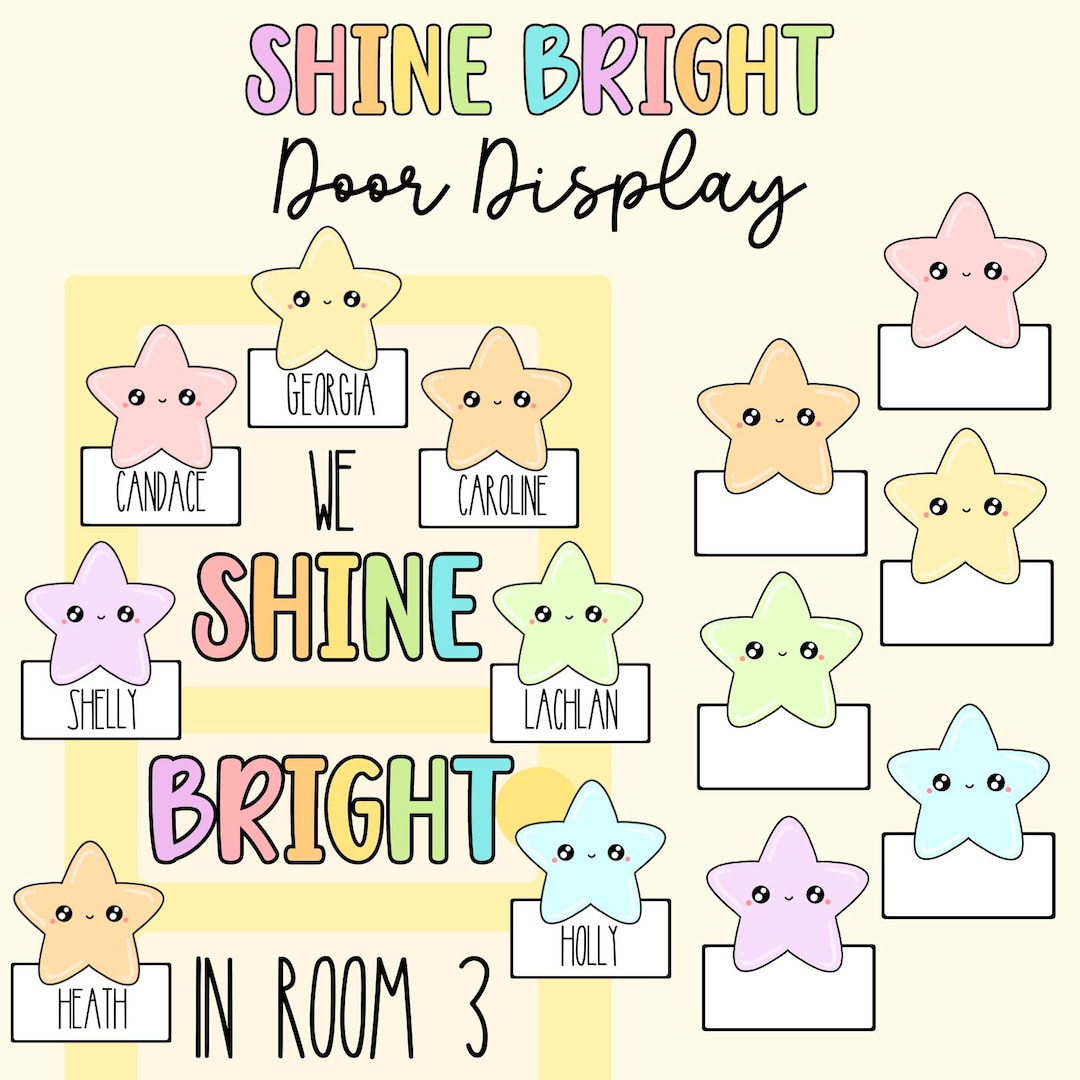 DIGITAL Shine Bright Door Display, Printable, Editable, Download, Cute ...