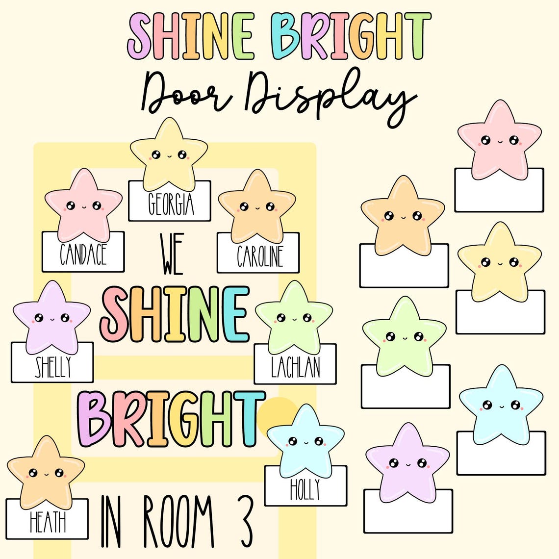 DIGITAL Shine Bright Door Display, Printable, Editable, Download, Cute ...