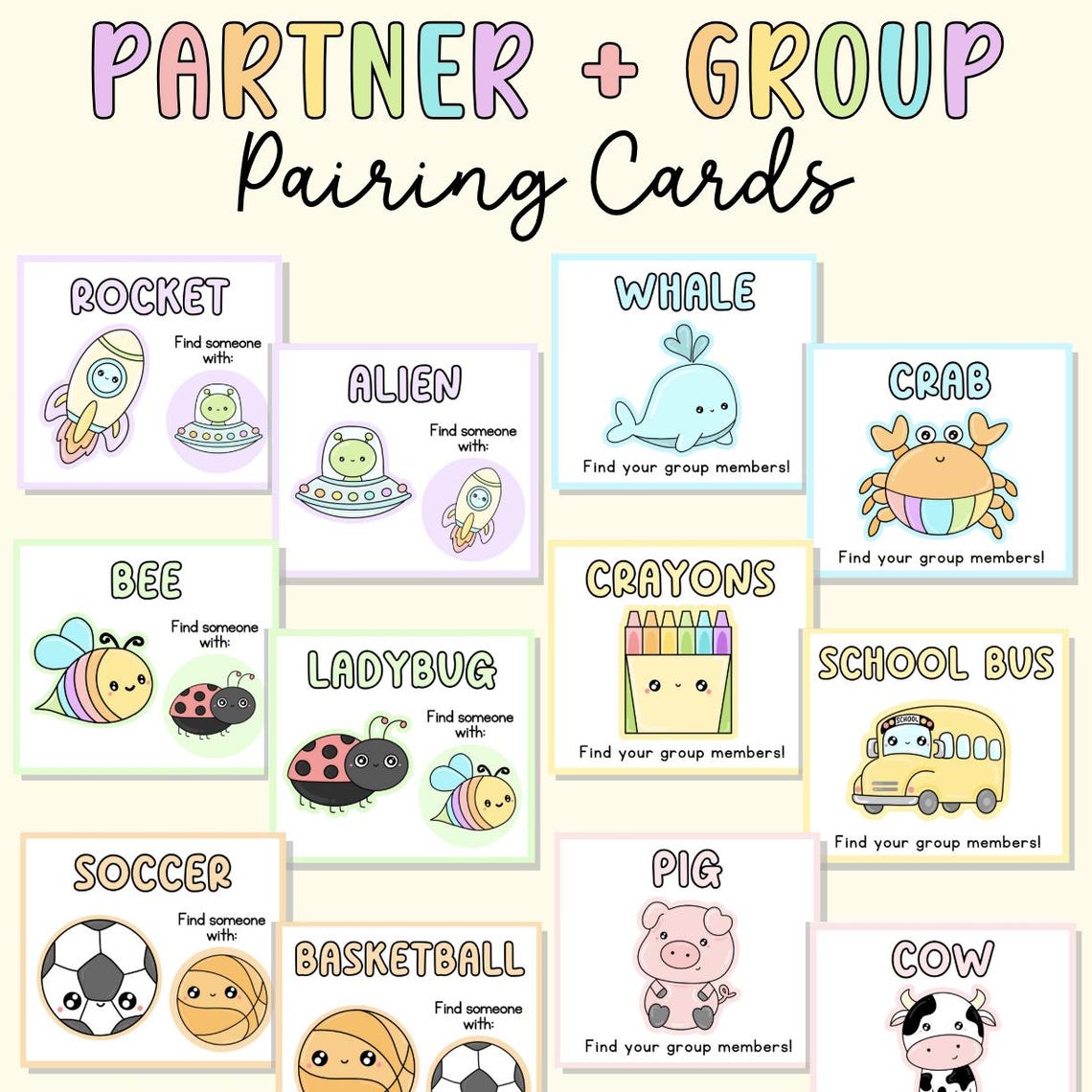 DIGITAL Partner and Group Pairing Cards | Teachers, Educators and ...