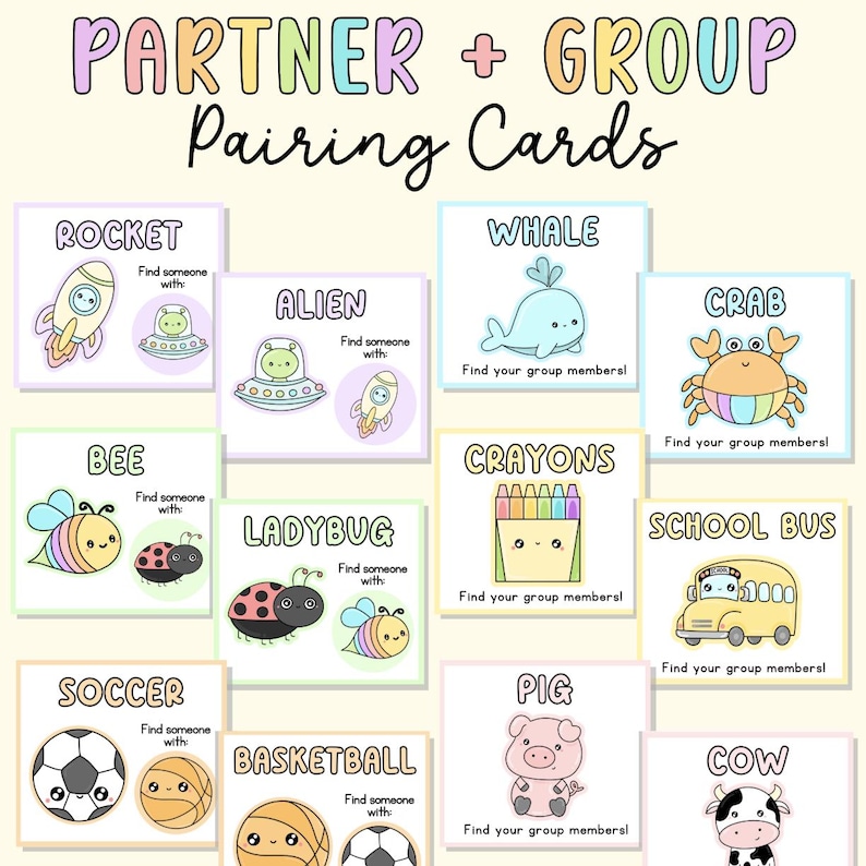 DIGITAL Partner and Group Pairing Cards | Teachers, Educators and ...