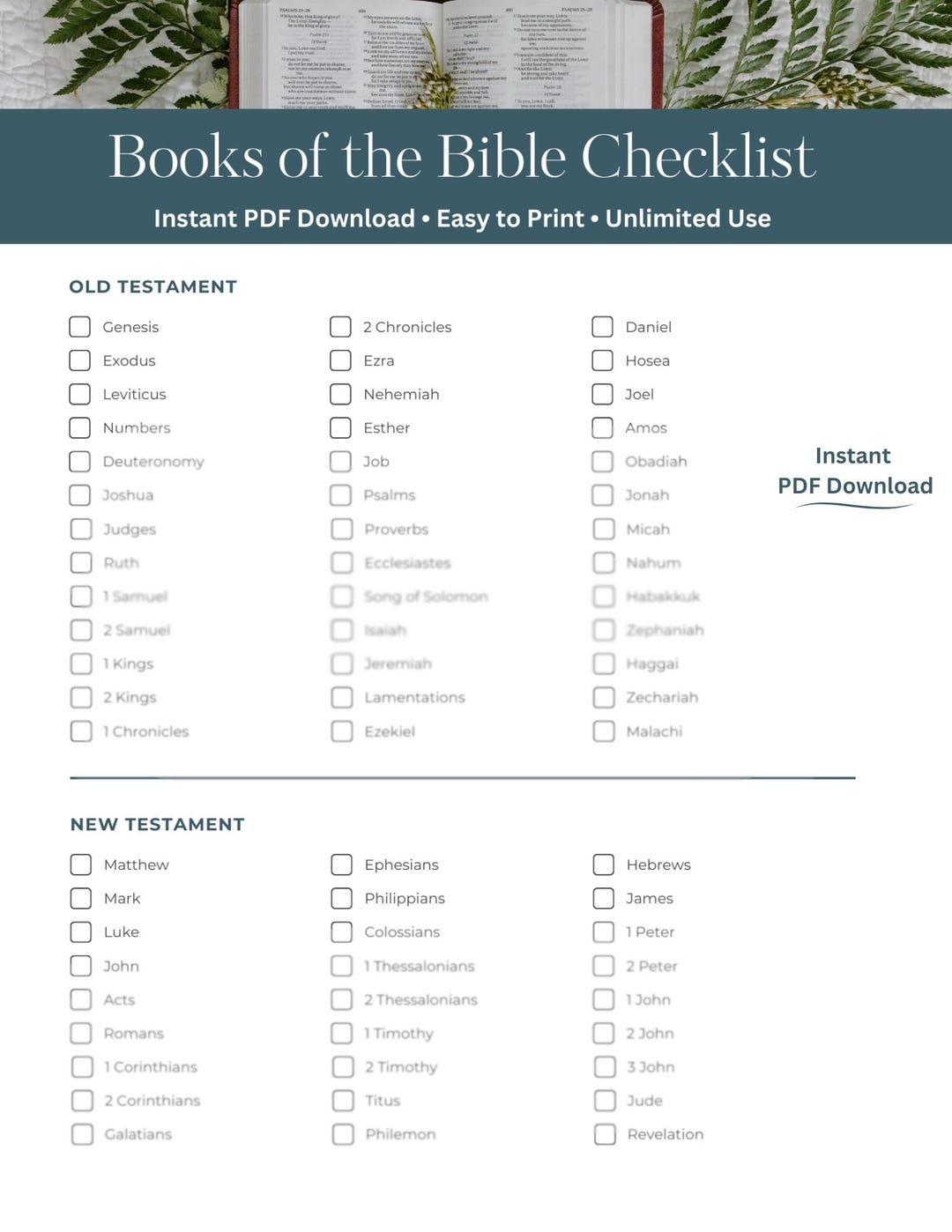 Books of the Bible Checklist - Etsy