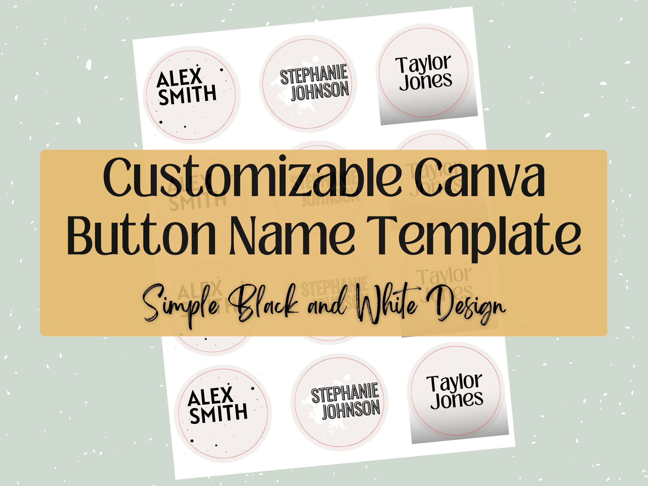 Customizable Modern Name Buttons | Canva Template (2 1/4 Inch Buttons ...