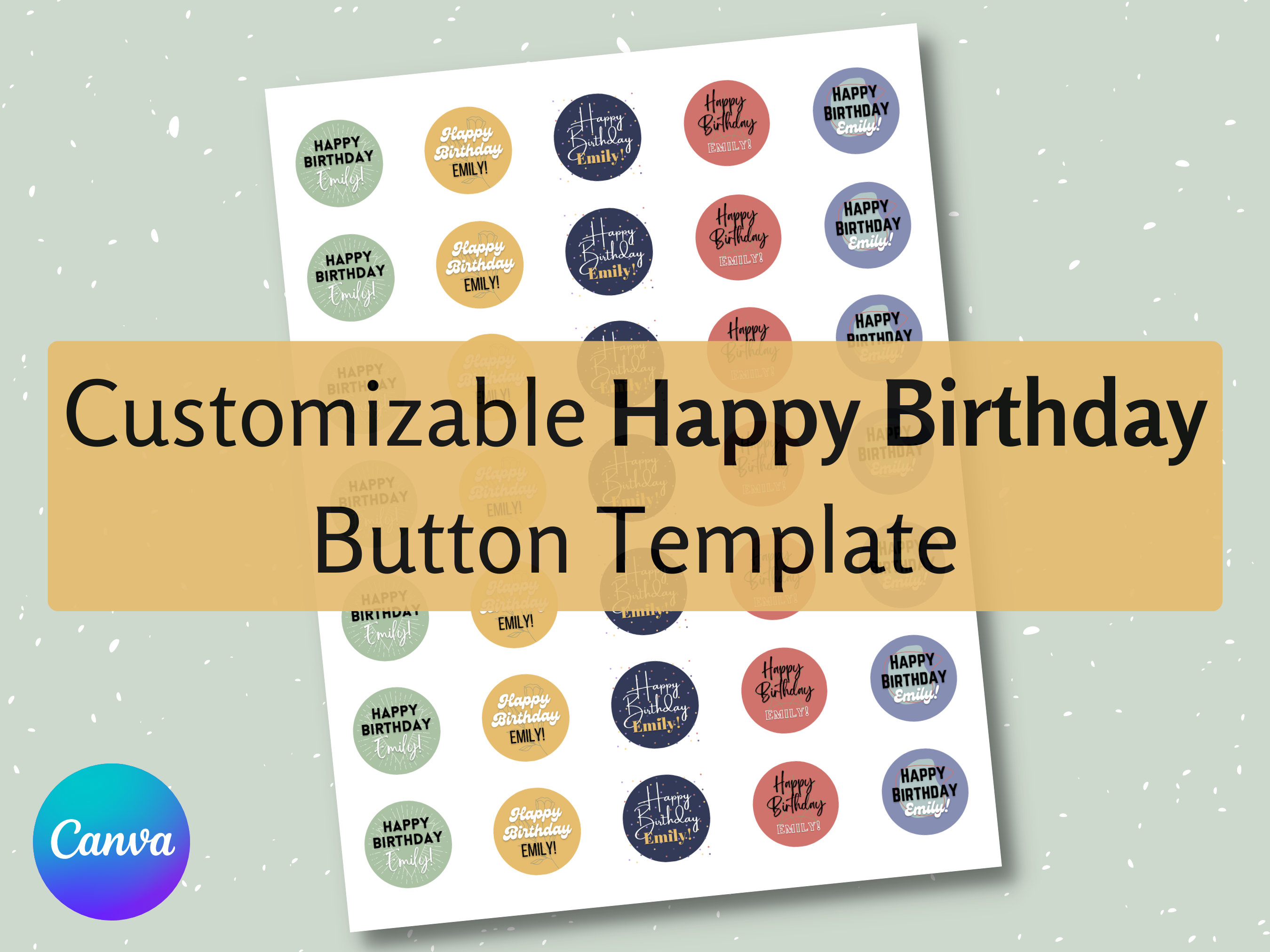 Customizable Happy Birthday Buttons | Canva Template | Birthday Party ...