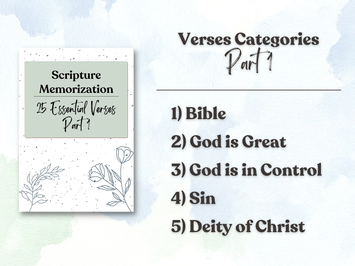 Scripture Memorization 25 Essential Verses Part 1 Printable A5 Verse ...