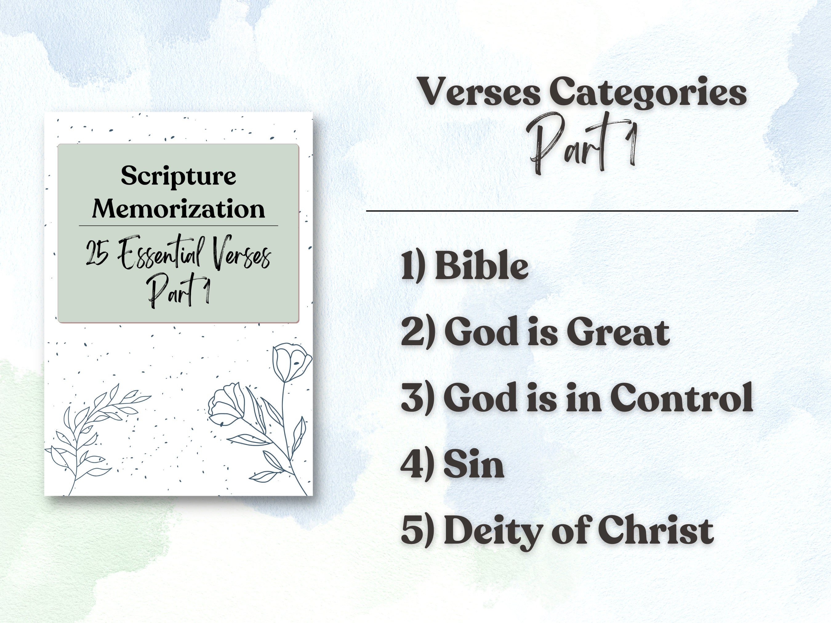 Scripture Memorization - 25 Essential Verses Part 1 | Printable A5 ...
