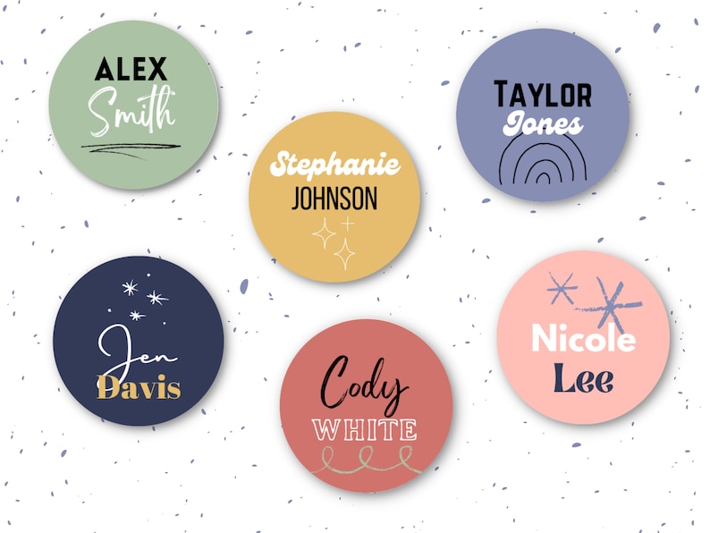 Customizable Name Buttons | Canva Template (1 Inch Buttons) | Fun ...