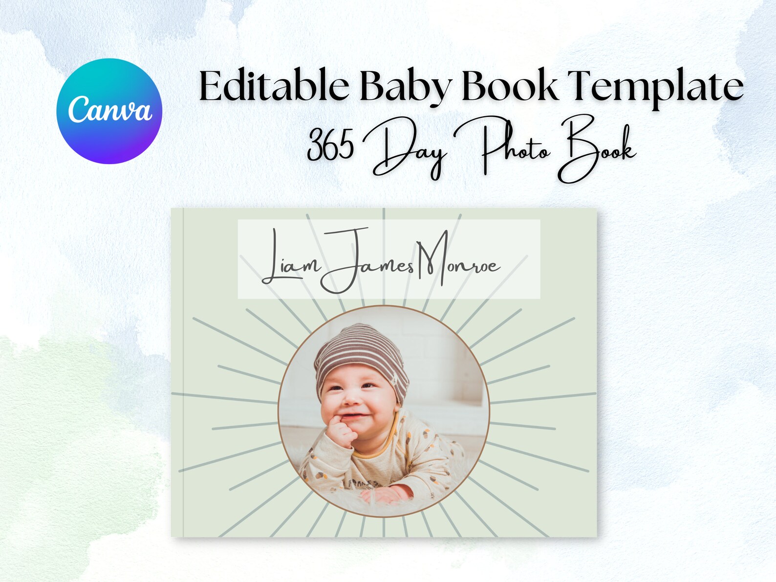 Editable Baby Book Template | 365 Day Baby Book Canva Template | First ...