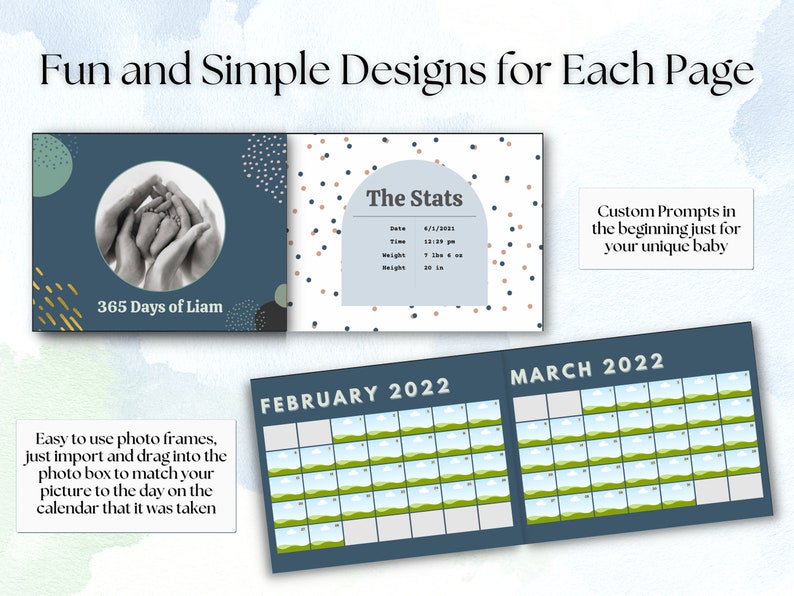 Editable Baby Book Template | 365 Day Baby Book Canva Template | First ...